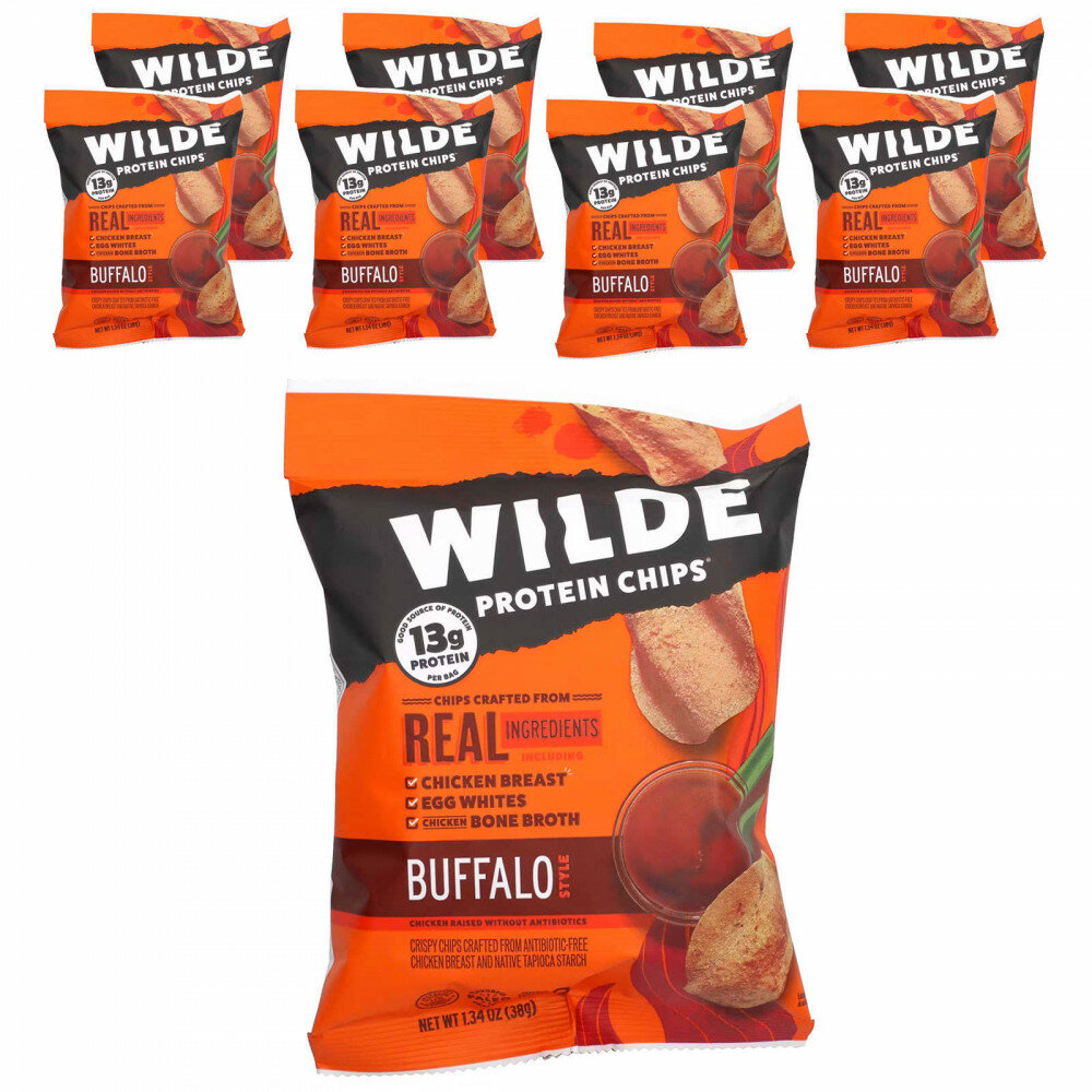 Wilde Brands, Protein Chips®, баффало, 8 пакетиков по 38 г (1,34 унции)