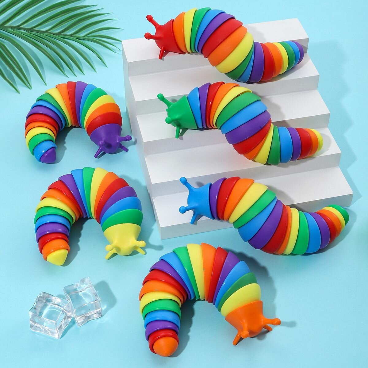 Развивающая гусеница-антистресс. Детская игрушка гусеница антистресс, развивающая погремушка для малыша, слизень для игр в песке и купания, подарок для мальчика и девочки