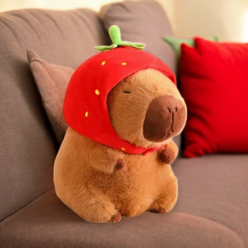 Мягкая игрушка Капибара-Клубника 20см