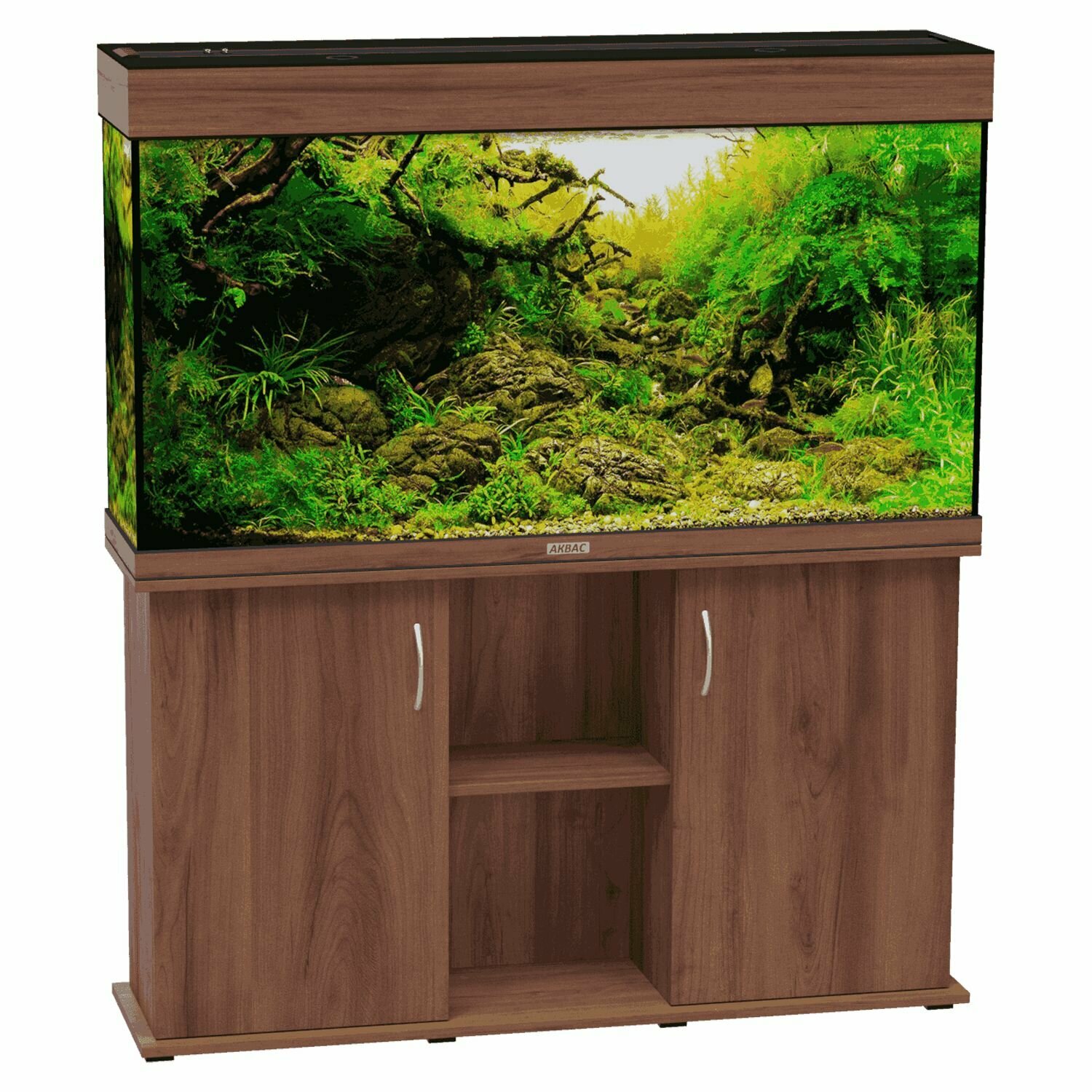 Аквариум 230 литров с тумбой крышкой и освещением (121х31х70 см) Аквас