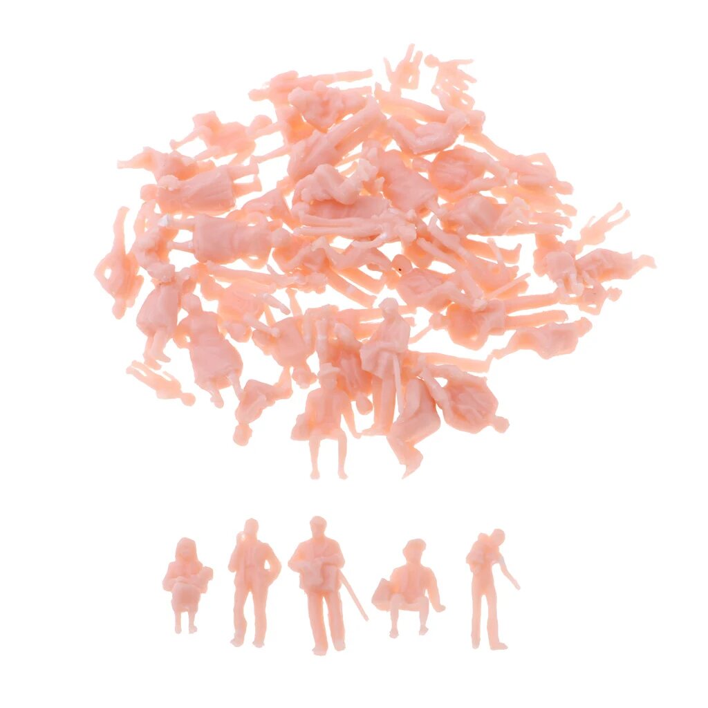 Неокрашенные миниатюрные фигурки людей 1:87 HO, пластик, 60 шт.