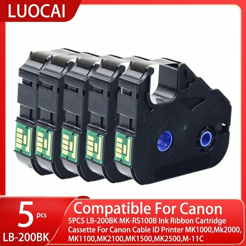 5 шт. LB-200BK MK-RS100B кассета картриджа с чернильной лентой для принтера Canon ID кабеля MK1000, Mk2000, MK1100, MK2100, MK1500, MK2500, M-11C