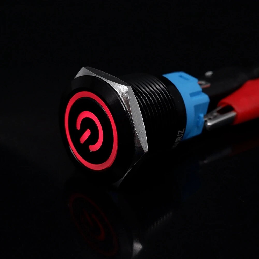 Переключатель PRONCH черный 16/19/22 мм с подсветкой 22mm, Power Port Red, Fixed Self-locking, 110-220V