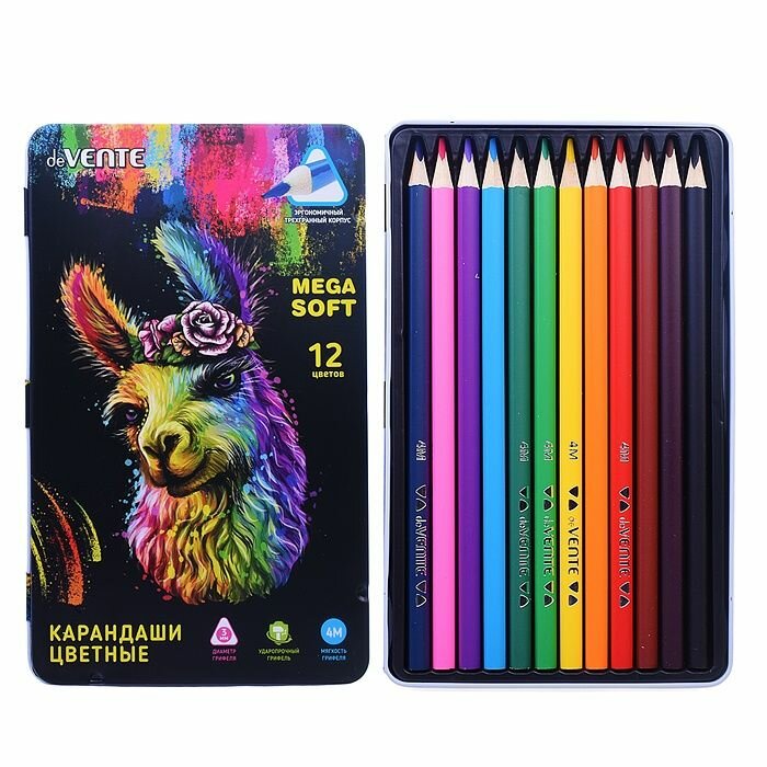 Карандаши цветные deVENTE "Triolino Ultra 4М" 12 цветов, 4М, диаметр грифеля 3 мм, трехгранные (5022338)