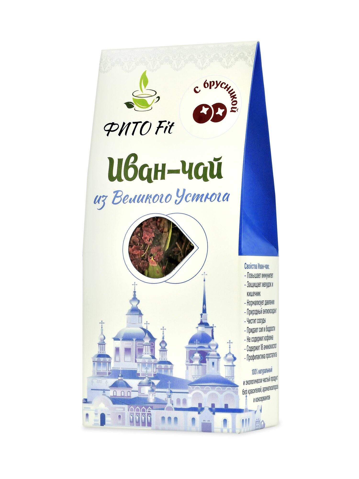 Чай фито Fit "Иван-чай с брусникой", с ягодами и листом брусники, 60 г
