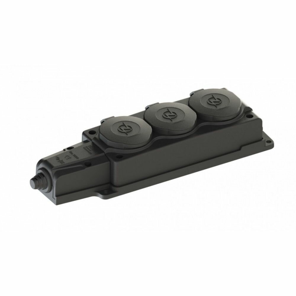 Колодка (каучук) Штепсельная 3-гн С/З с крышками 16А, IP54 NE-AD