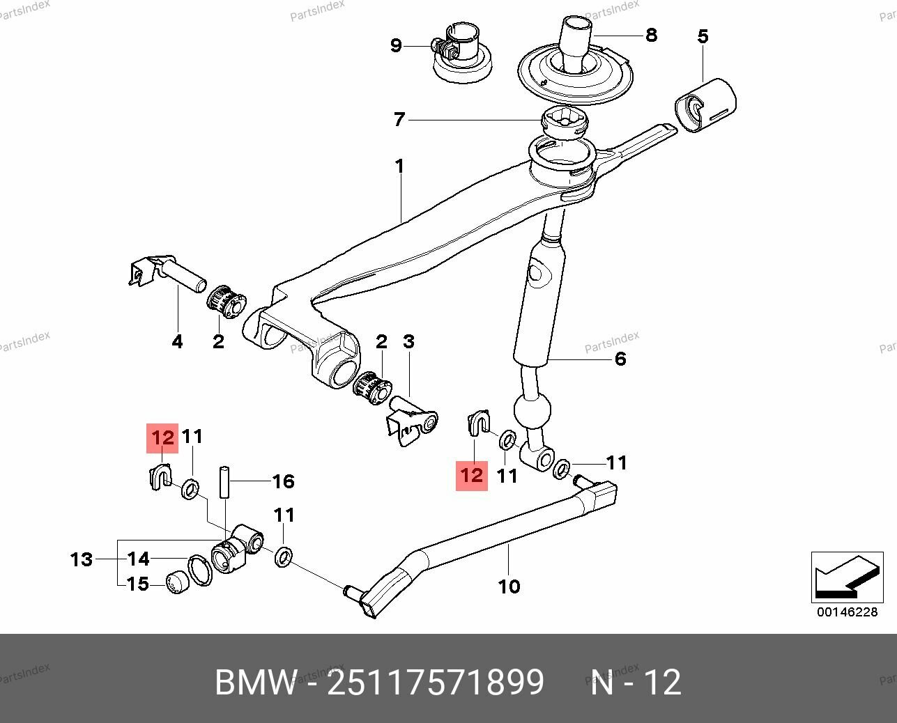 Клипса металлическая, BMW 25117571899