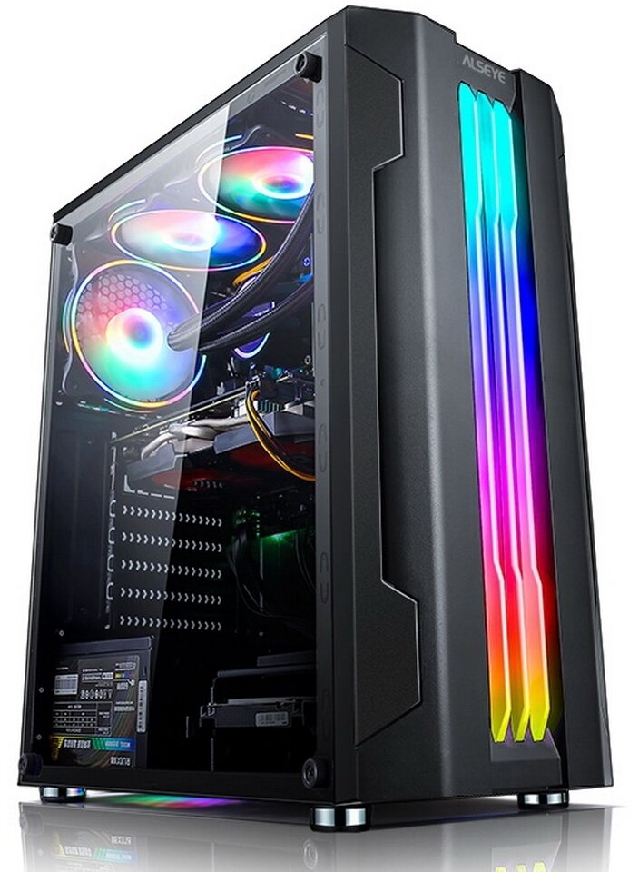 Корпус ALSEYE Auro 3.0-B Mini-ITX/Micro ATX/ATX, USB2.0*2+HD Audio+USB3.0*1, "; H. D. D.(3.5"*2pcs+S. S. D(2.5"*2pcs, 354*185*413mm";