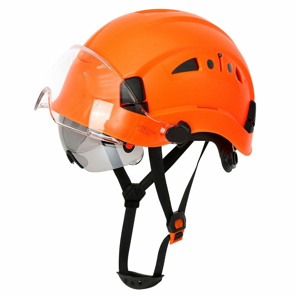 Строительная каска (защитный шлем) с регулируемыми двойными очками, наружные прозрачные и встроенные солнцезащитные очики