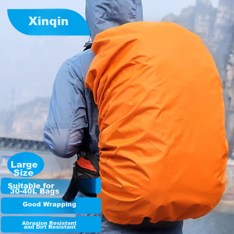 Xinqin Backpack Rain Cover, Outdoor Backpack Waterproof Cover, Elementary And Middle School Student Backpack Rain And Dust Protection Cover, 40-55L, Orange