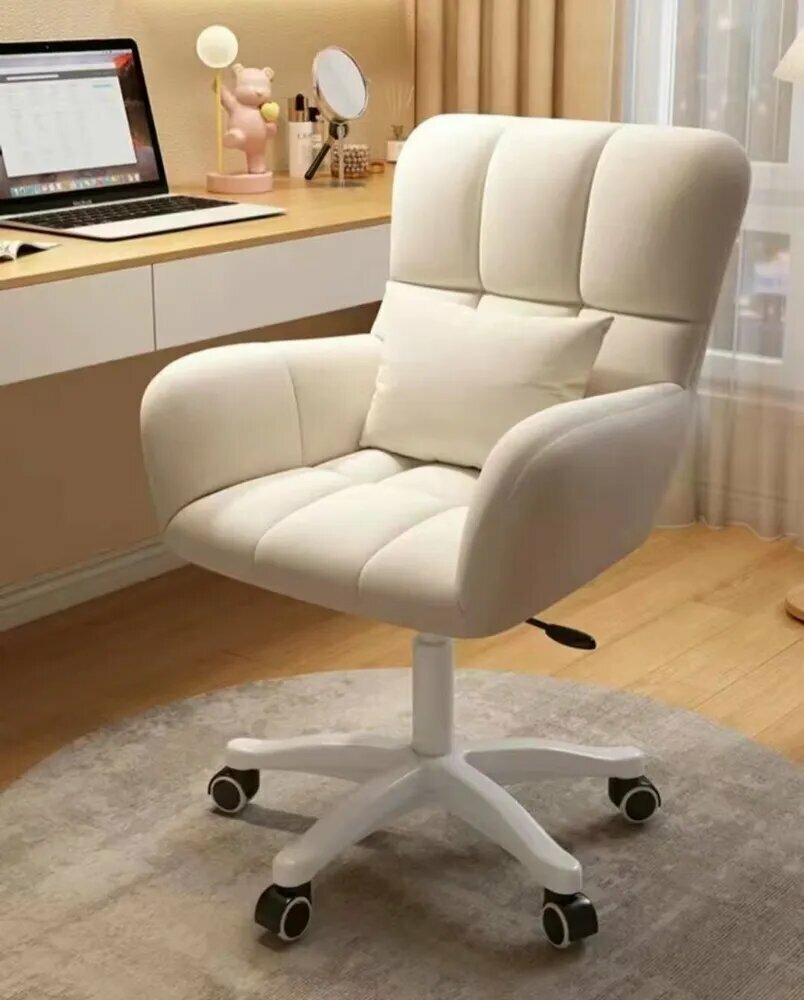 Стул, обивка из текстиля, белый, подлокотники, для дома и офиса