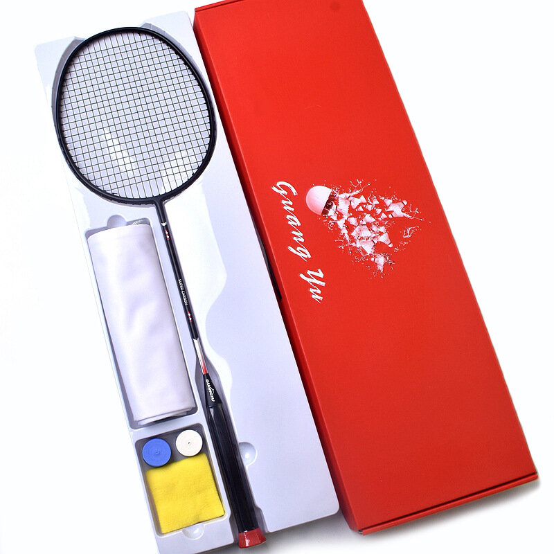 Ракетка для бадминтона Guangyu "Лук и стрелы", углеродное волокно, одиночная, черная