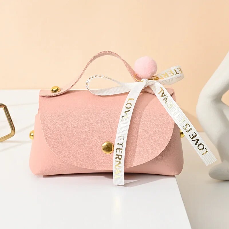 Кожаные подарочные пакеты с бантом Розовый, pink, 10pcs