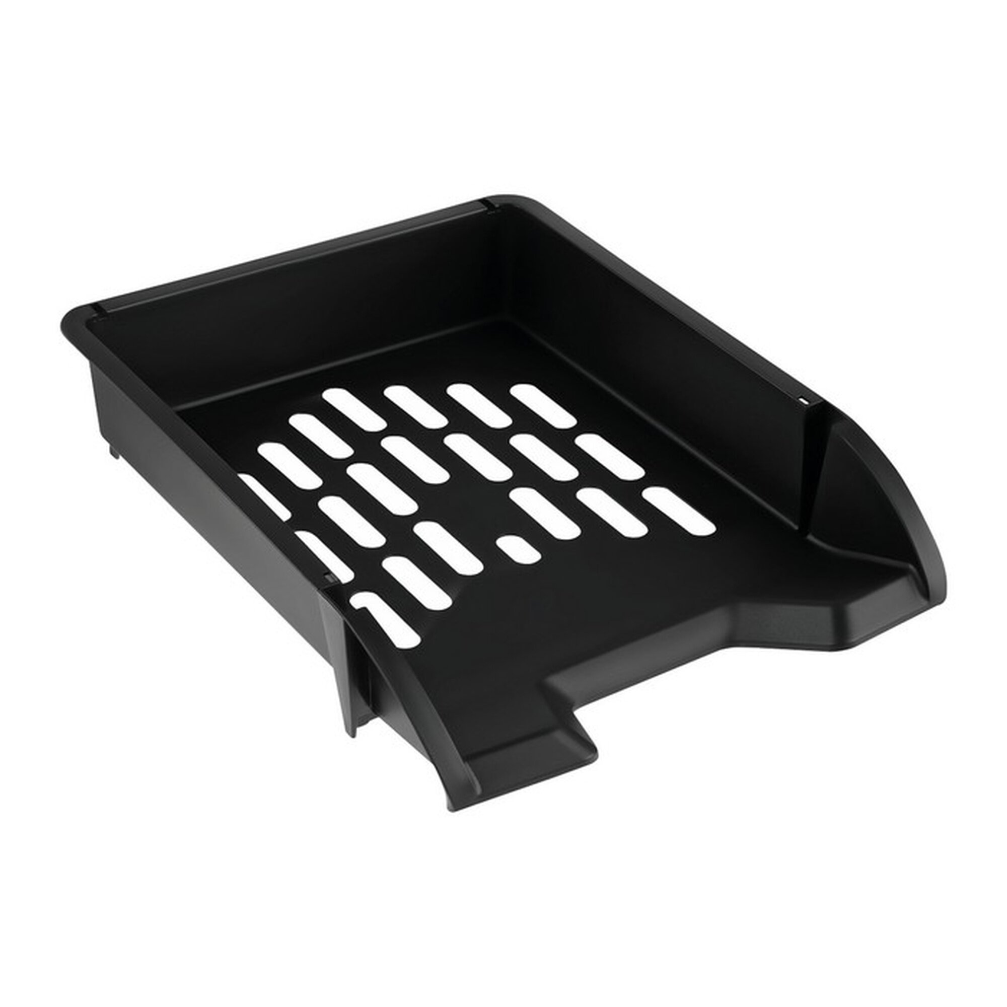 Лоток для бумаг СТАММ "Лидер", горизонтальный, пластик, черный, 300 листов