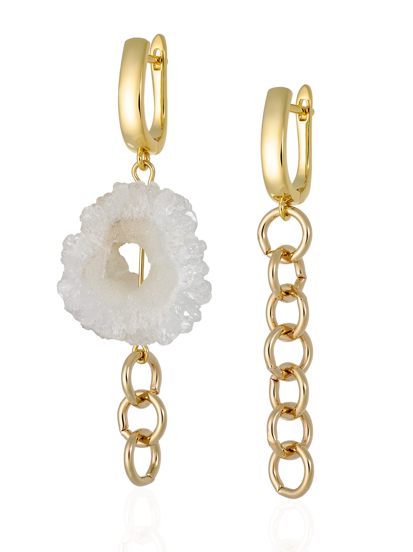 Серьги непарные, кварц