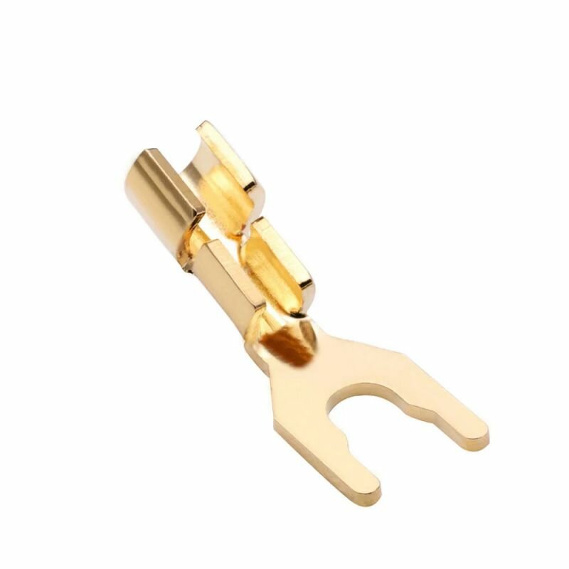 4 шт. разъем для подключения динамика Banana Spade Jack 24K Gold Plated без пайки Y Fork Wire Connector