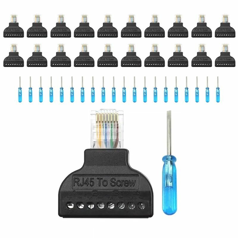 RJ45 Male to 8 Pin Cree Terminal Connector Винтовой адаптерный блок Кабельный сетевой штекер Ethernet CCTV Цифровой интернет-штекер