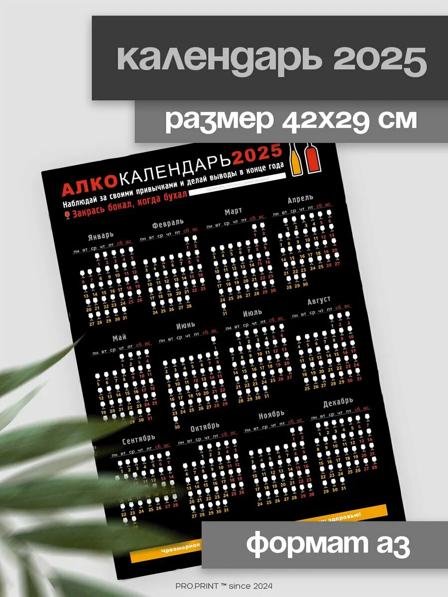 Календарь 2025 настенный алкокалендарь