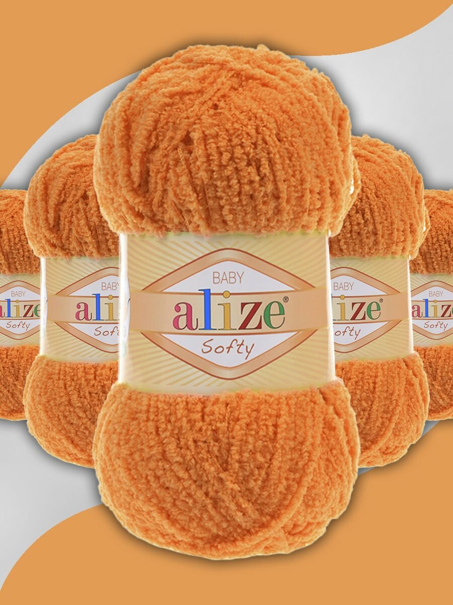 Пряжа для вязания Alize Softy цвет 06 оранжевый, 50 г / 115 м, 5 мотков