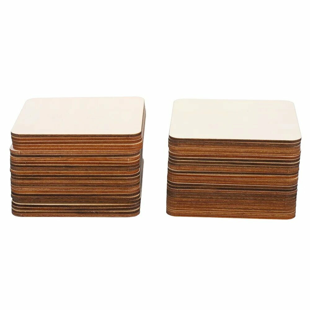 Набор деревянных квадратных срезов натурального цвета 50 штук для домашнего рукоделия