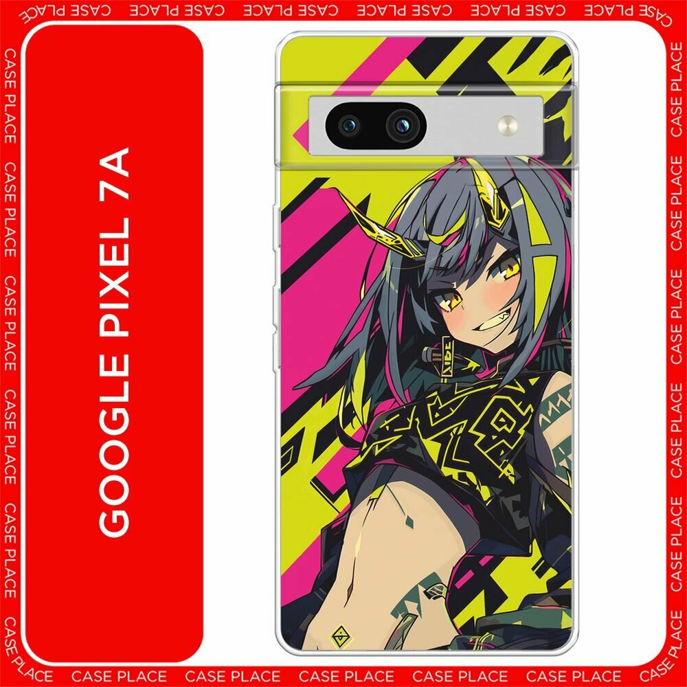 Чехол на Google Pixel 7a / Гугл Пиксель 7a с принтом "Девушка в кибер костюме"