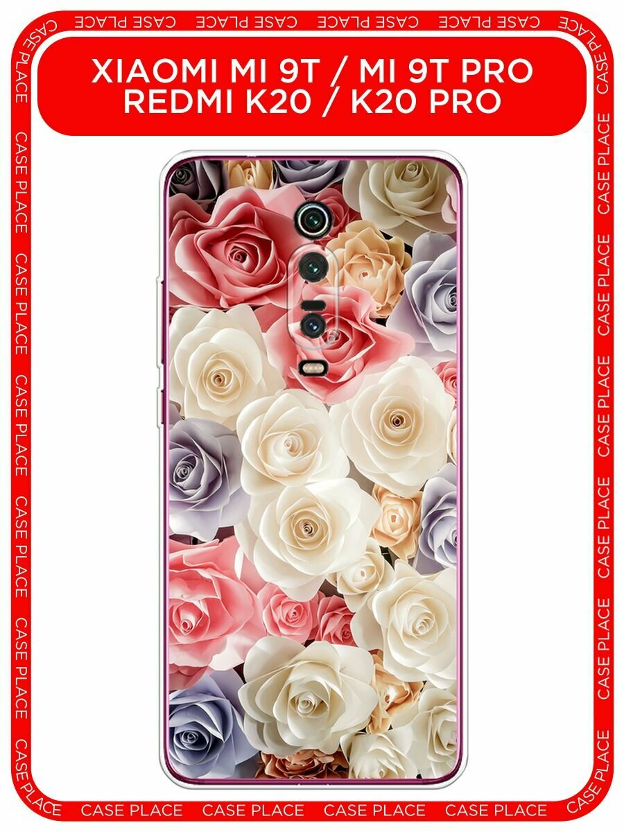 Чехол на Xiaomi Redmi K20/K20 Pro/Mi 9T/9T Pro / Сяоми Редми К20/K20 Pro/Mi 9T/9T Pro с принтом "Пастельные розы"