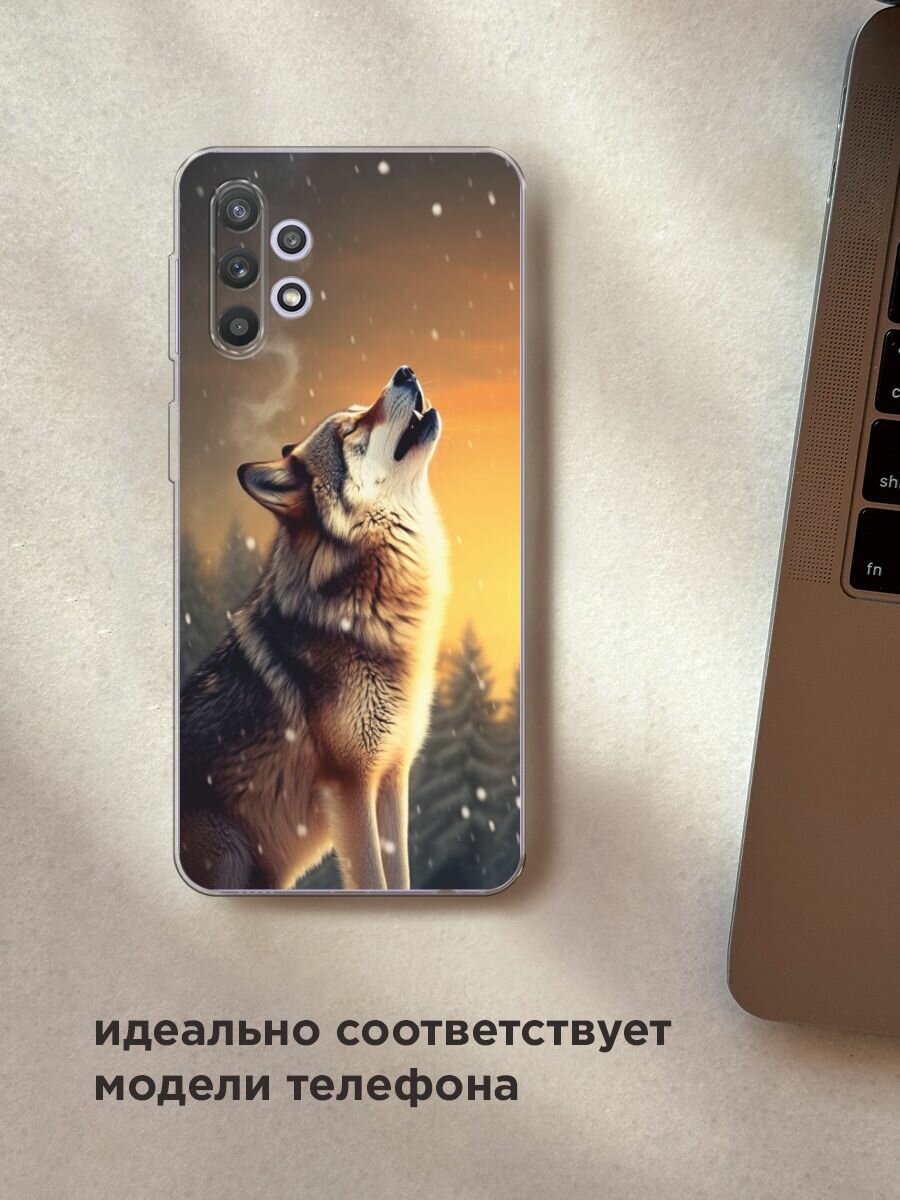 Чехол на Samsung Galaxy A32 / Самсунг Галакси А32 с принтом "Воющий волк" — фото 1