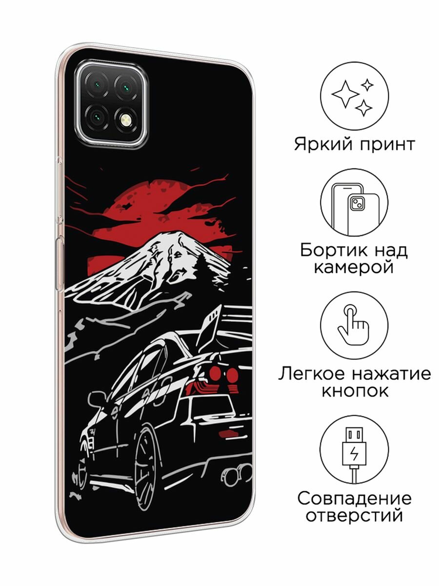 Силиконовый чехол на Wiko T3 / Вико Т3 с принтом "Машина в горах JDM" — фото 1