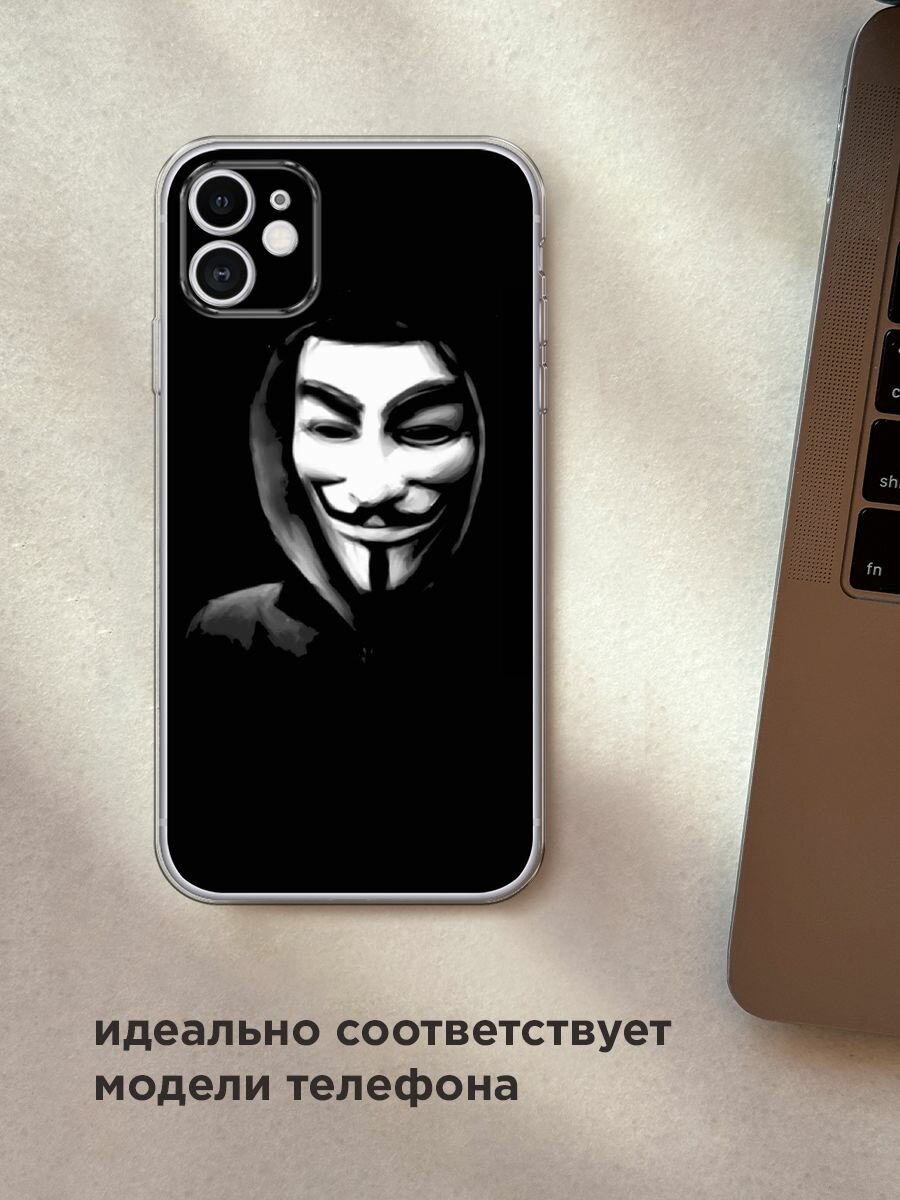 Силиконовый чехол на Apple iPhone 11 / Айфон 11 с принтом "Анонимус" — фото 1
