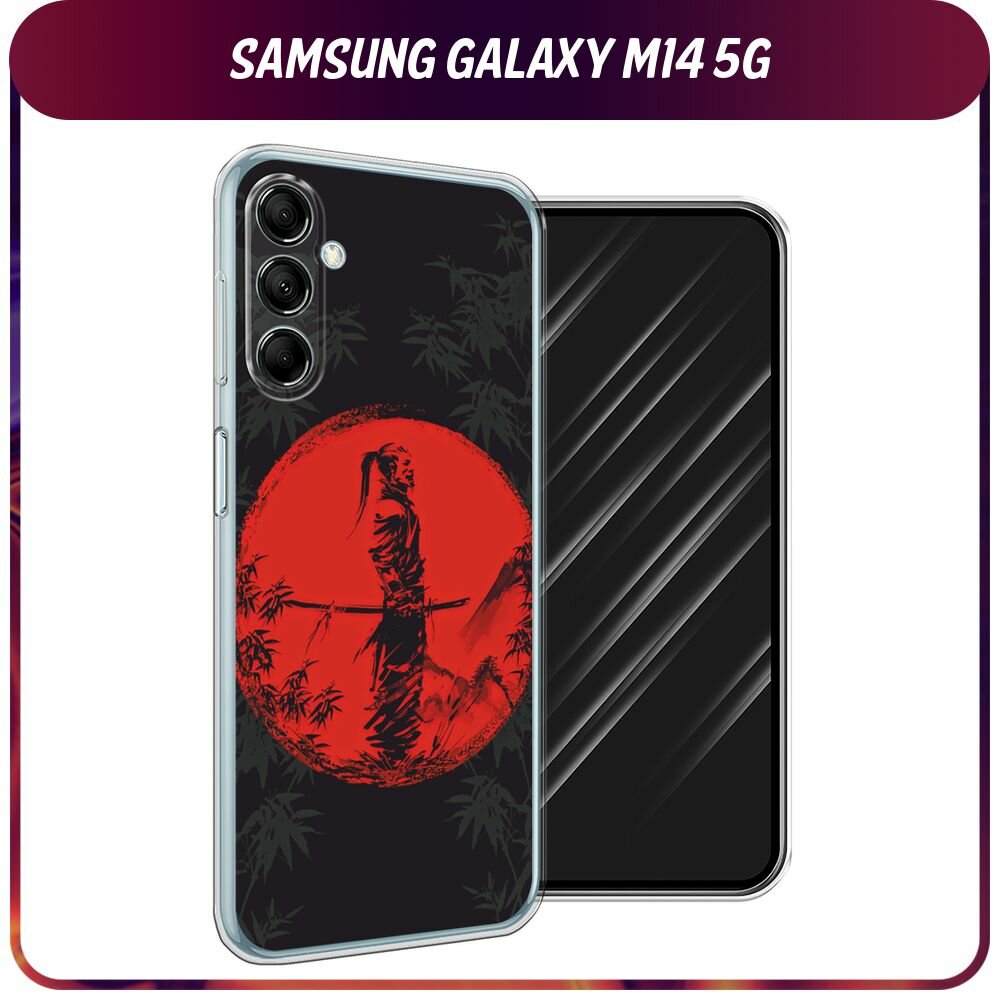 Чехол на Samsung Galaxy M14 5G / Галакси M14 5G с принтом "Самурай на красном фоне"