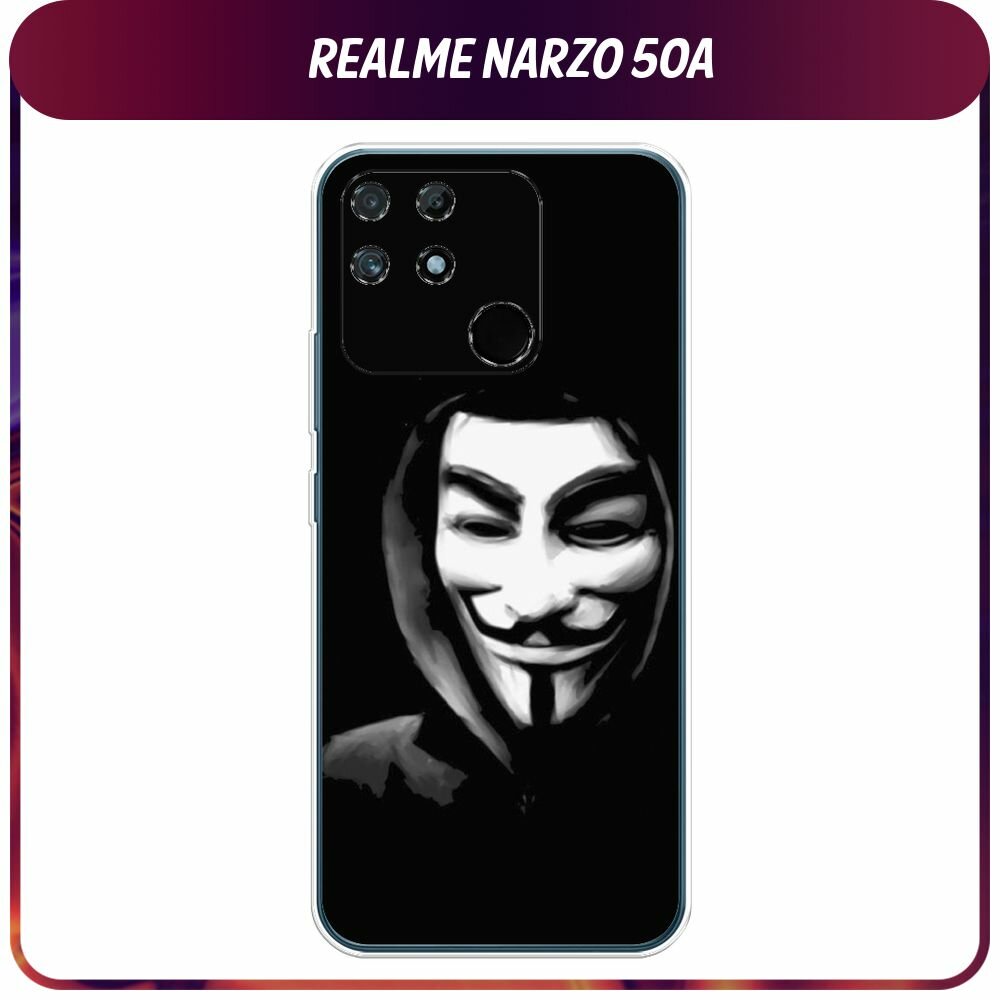 Чехол на Realme Narzo 50A / Реалми Нарзо 50A с принтом "Анонимус"