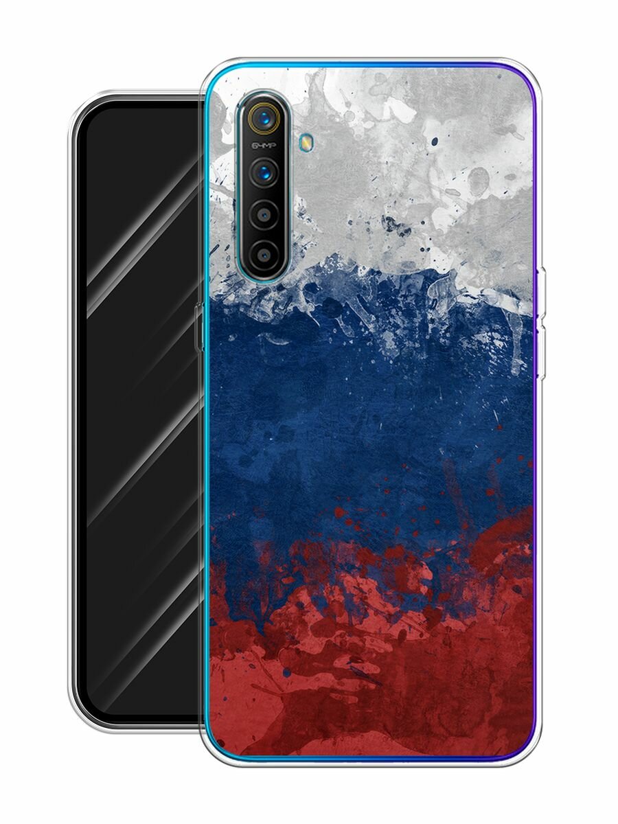 Чехол на Realme XT / Реалми XT с принтом "Флаг России неровный" — фото 1