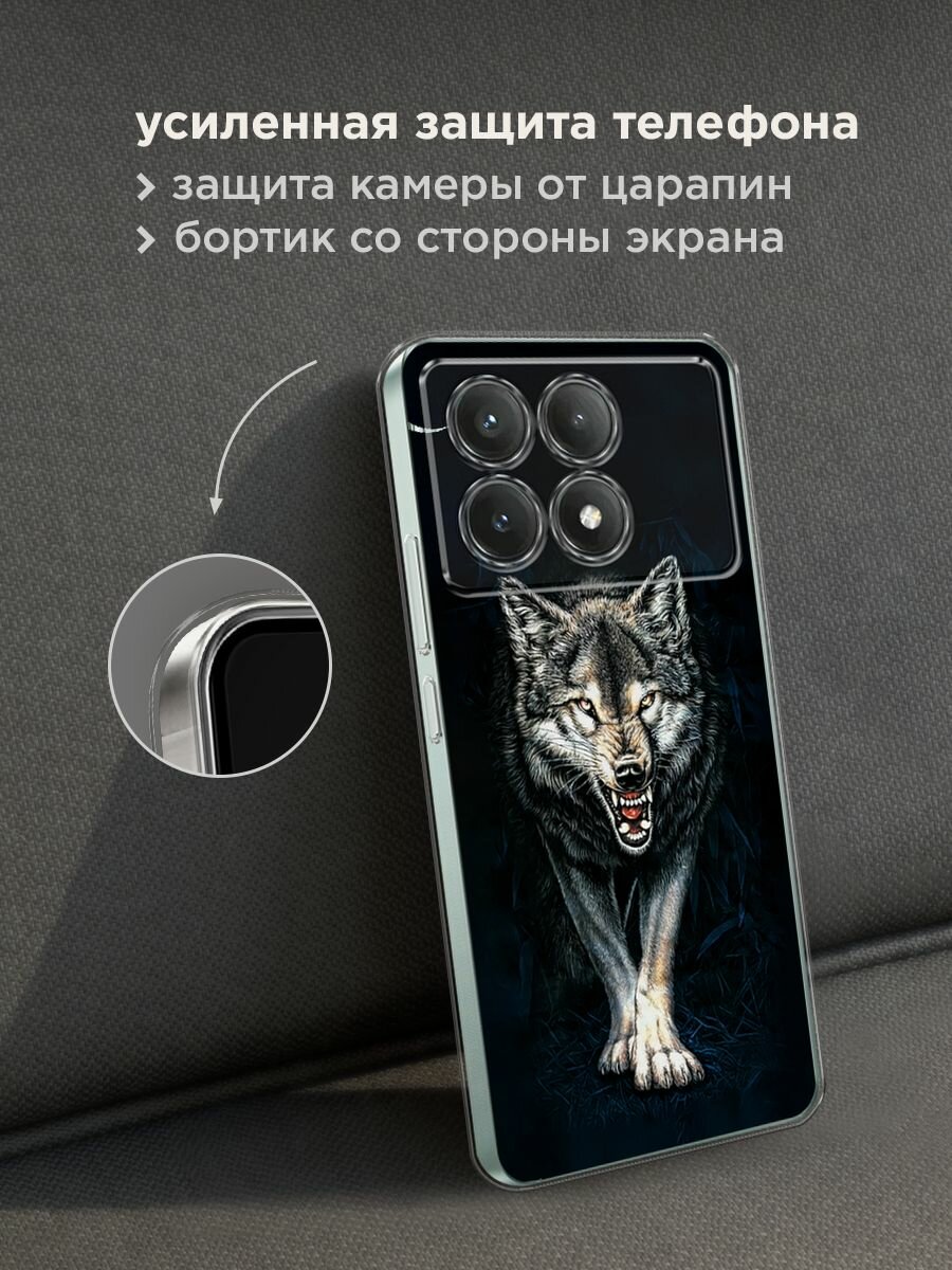 Чехол на Xiaomi Poco X6 PRO 5G / Поко X6 Про 5G с принтом "Злобный волк из ночи" — фото 1