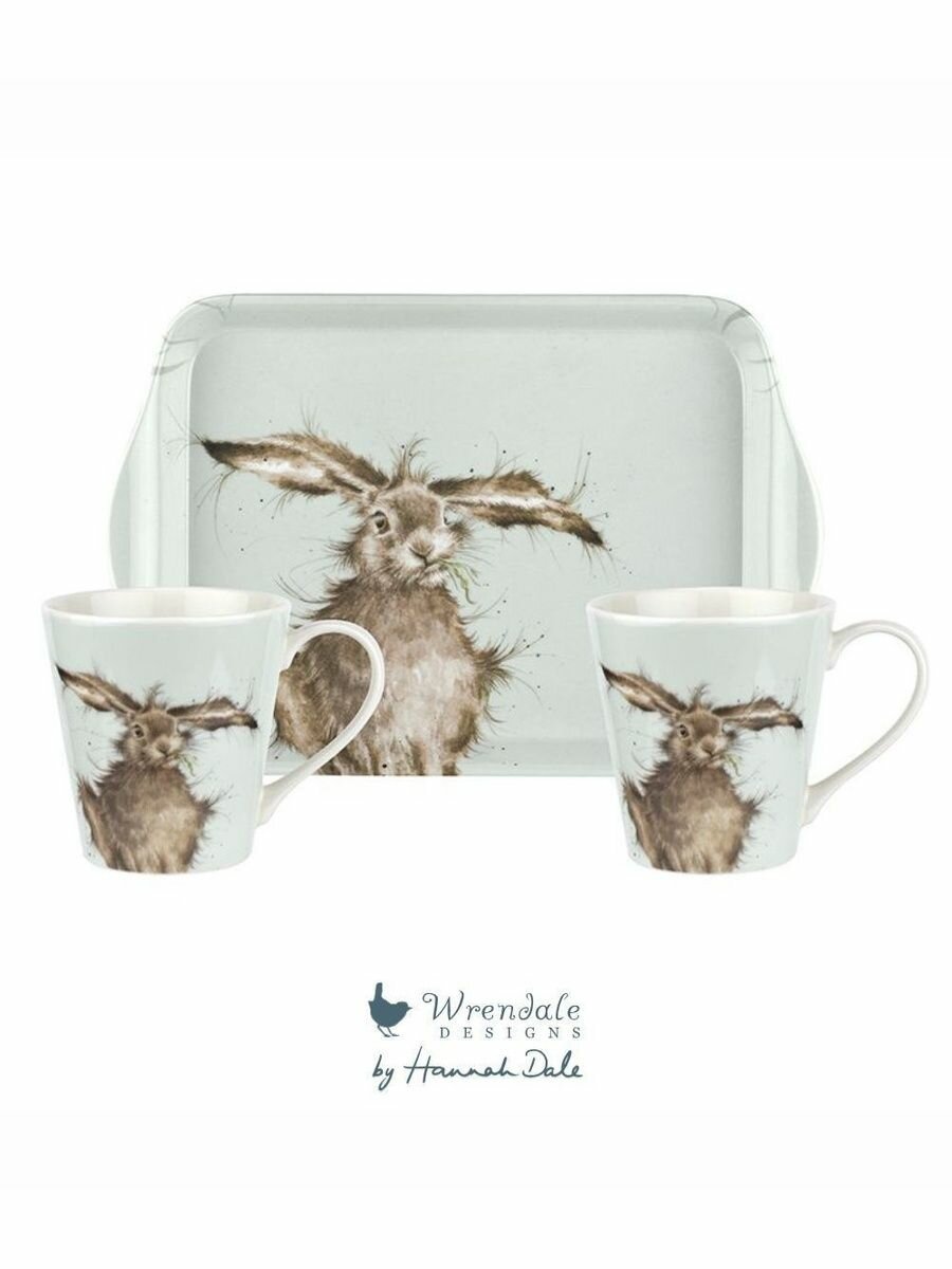 Набор 2 кружки для эспрессо и поднос Зайцы, Royal Worcester 180 мл