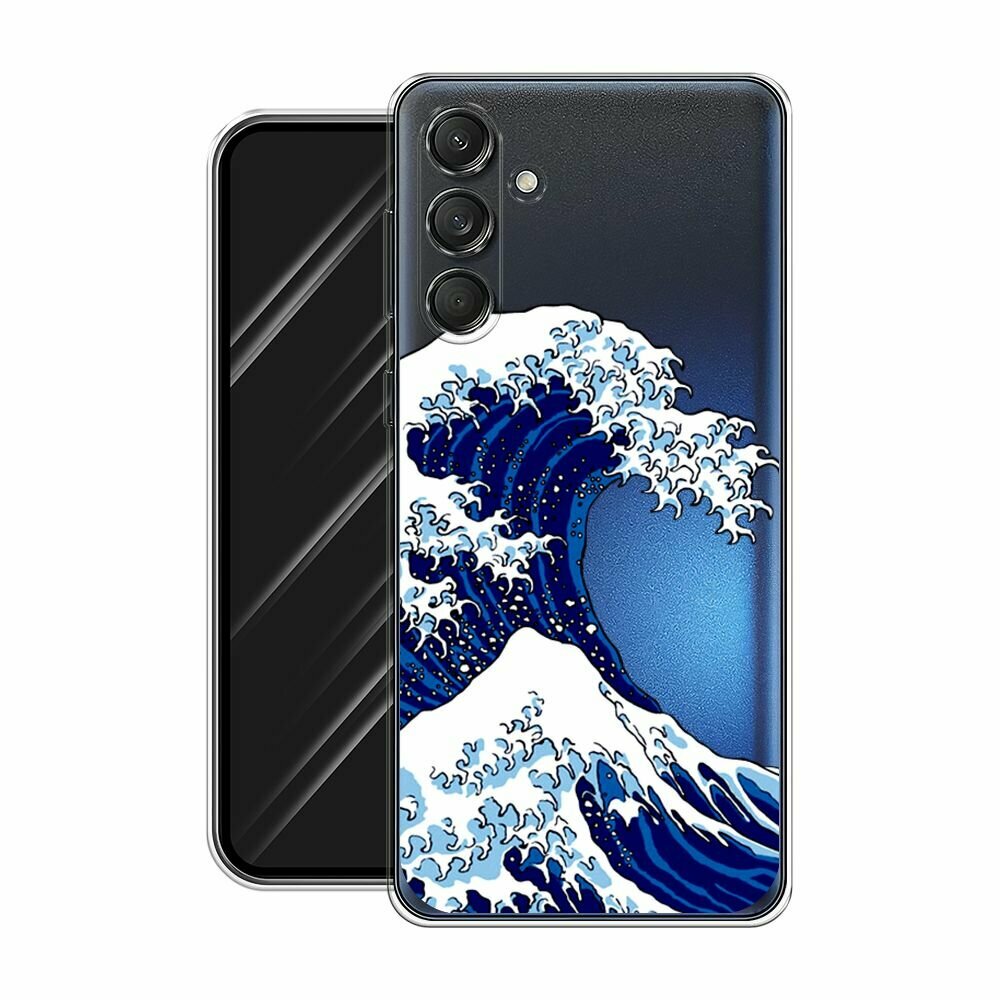 Чехол на Samsung Galaxy M55 / Самсунг M55 с принтом "Волна над Фудзи", прозрачный — фото 1