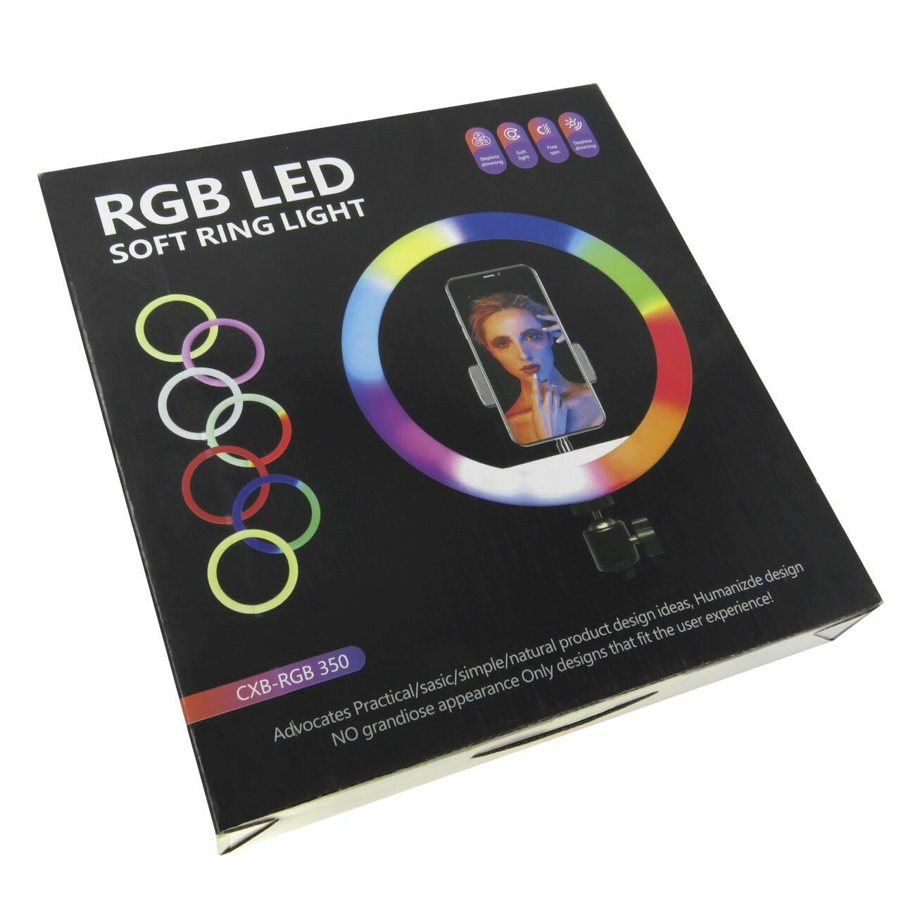 Светодиодная кольцевая лампа RGB LED SOFT RING LIGHT CXB-RGB 350, диаметр 35см