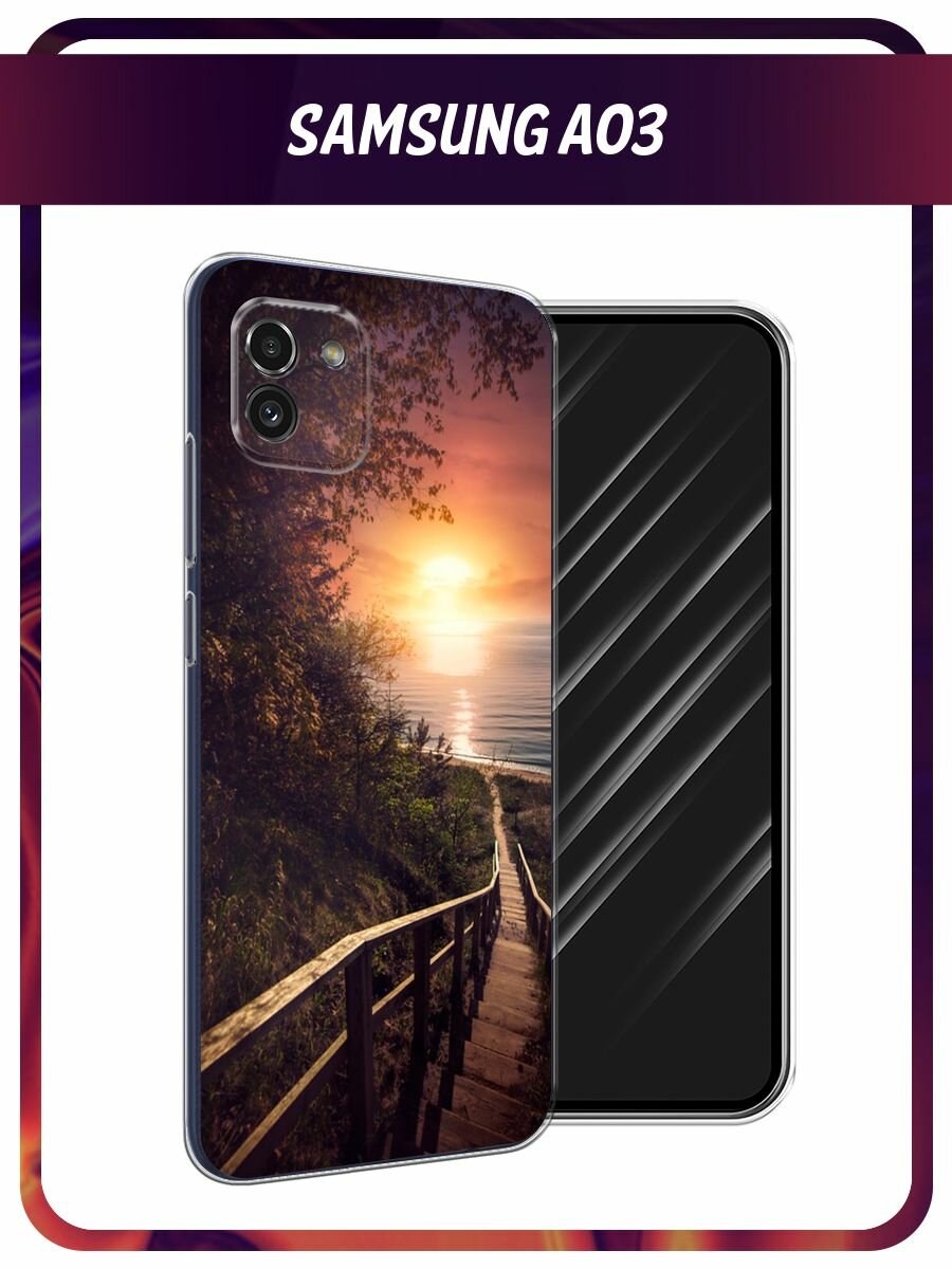 Чехол на Samsung Galaxy A03 / Самсунг Галакси А03 с принтом "Мост у воды"