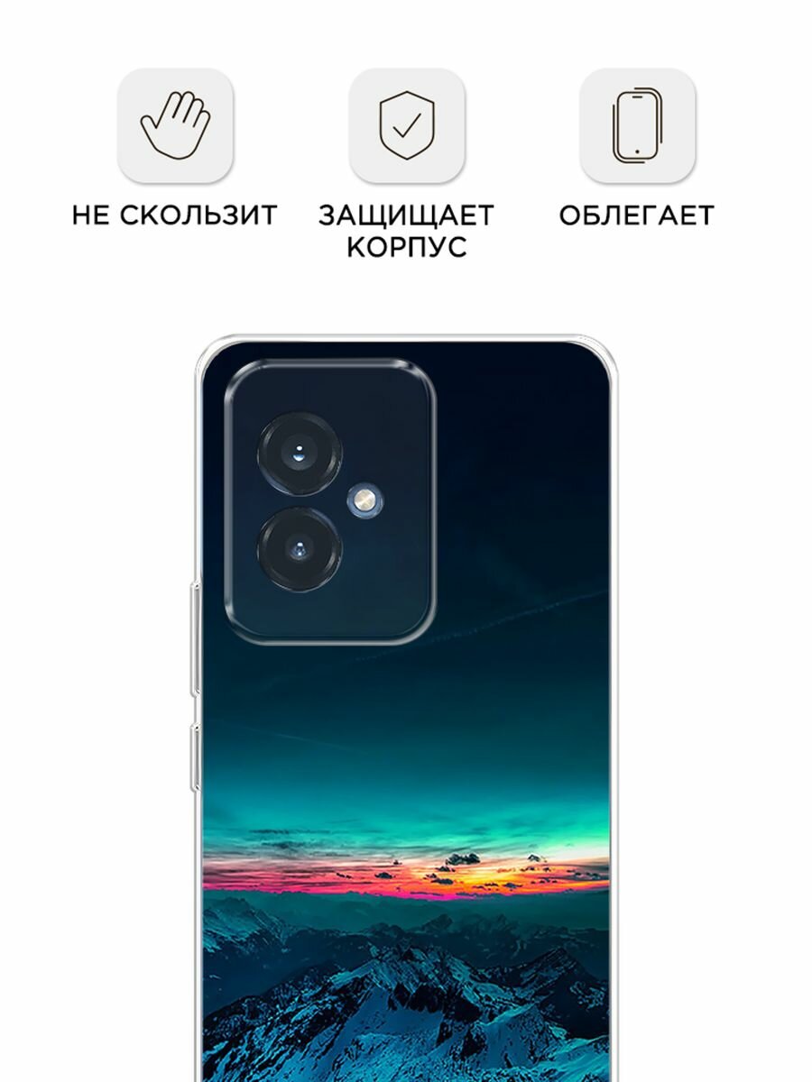 Силиконовый чехол на Honor 100 / Хонор 100 с принтом "Закат в горах" — фото 1