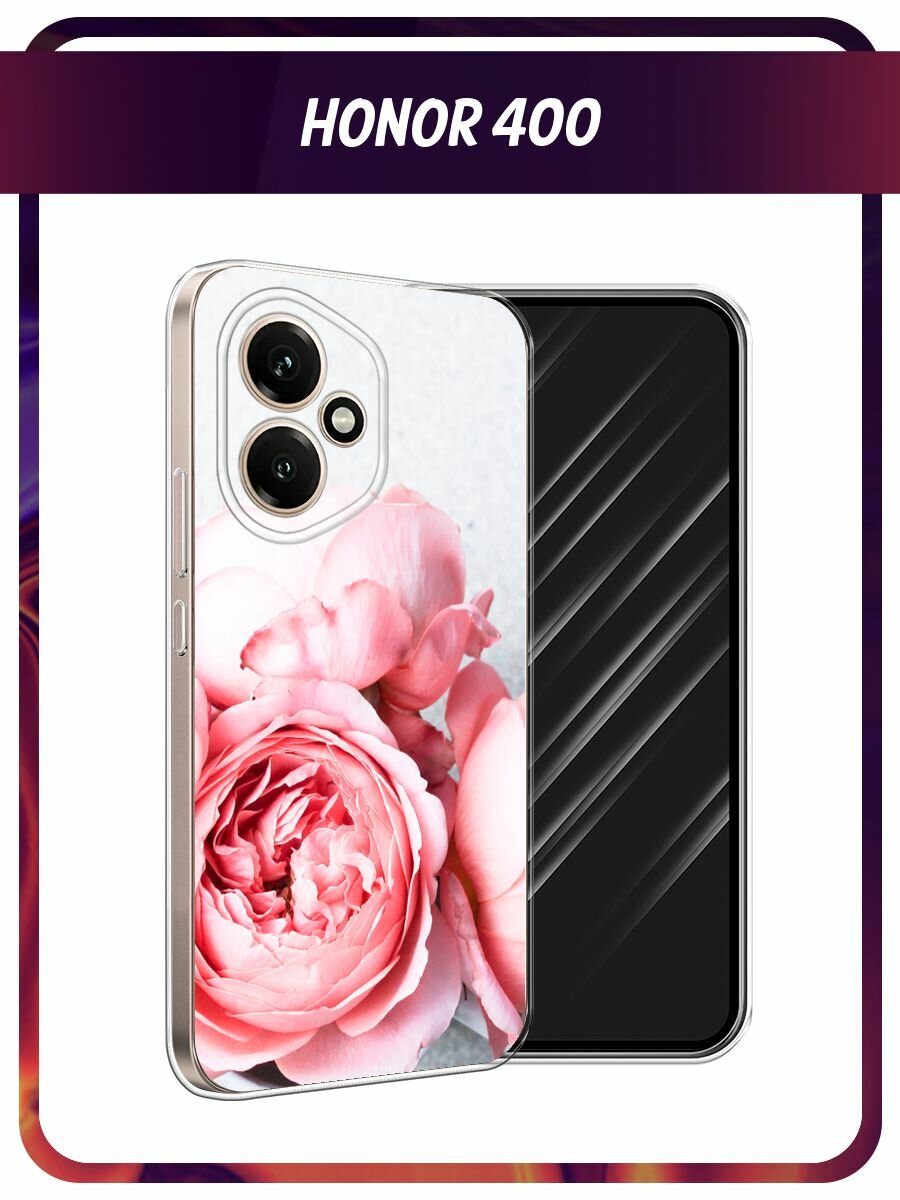 Силиконовый чехол на Honor 400 / Хонор 400 с принтом "Пионы на белом"