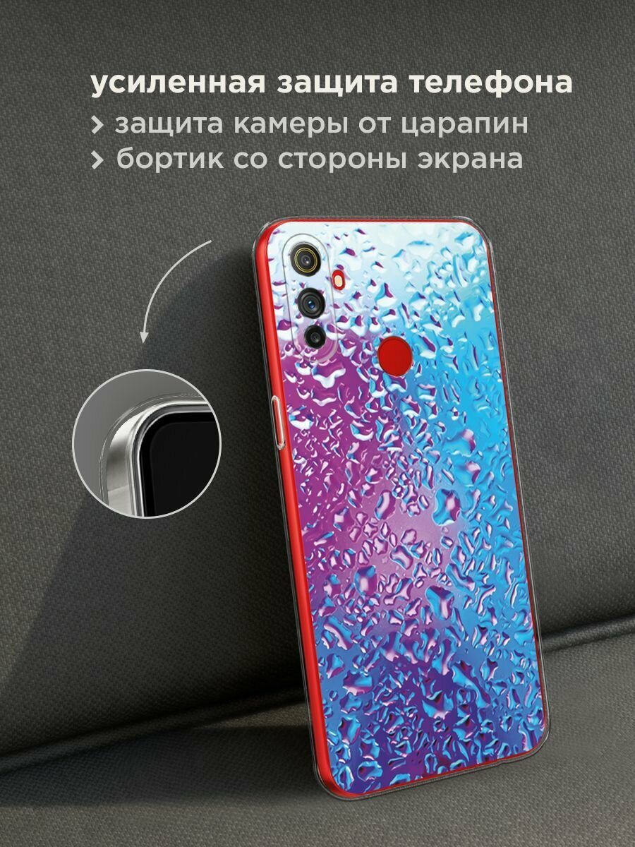 Силиконовый чехол на Realme C3 / Реалми C3 с принтом "Капли на стекле" — фото 1