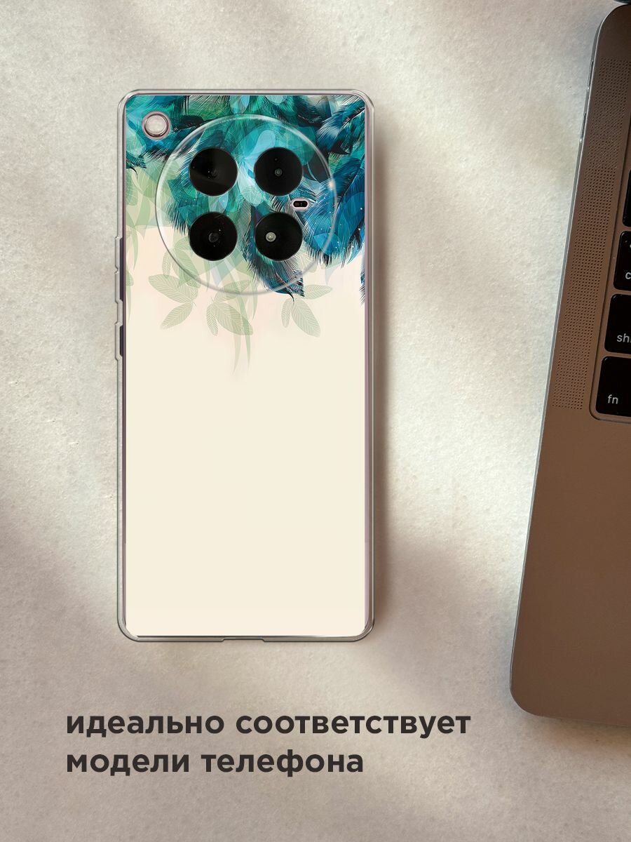 Чехол на Infinix Zero 40 4G / Инфиникс Зеро 40 4G с принтом Перья голубого цвета — фото 1