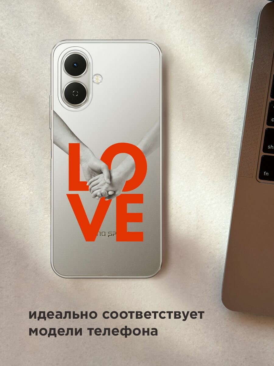 Чехол на Tecno Spark Go 2 / Текно Спарк Го 2 с принтом "Love holding hands - 14 февраля", прозрачный — фото 1