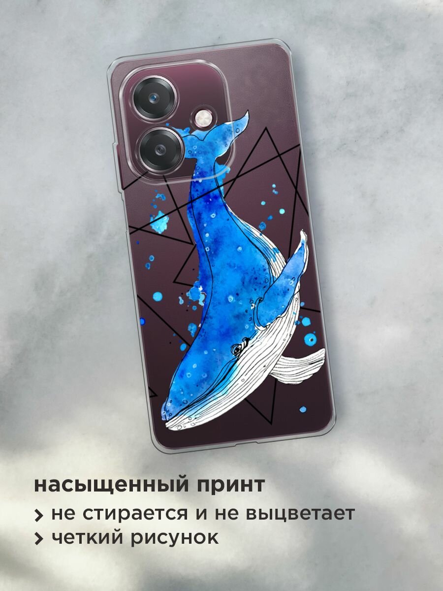 Чехол на Oppo A3/A3x / Оппо А3/A3x с принтом "Кит графика", прозрачный — фото 1