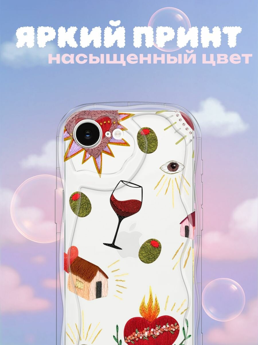 Чехол на iPhone 16e / Айфон 16е/17e с принтом "Ниточный коллаж", прозрачный — фото 1