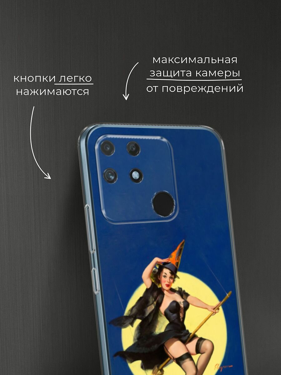 Чехол на Realme Narzo 50A / Реалми Нарзо 50A с принтом "Pin-Up Witch" — фото 1