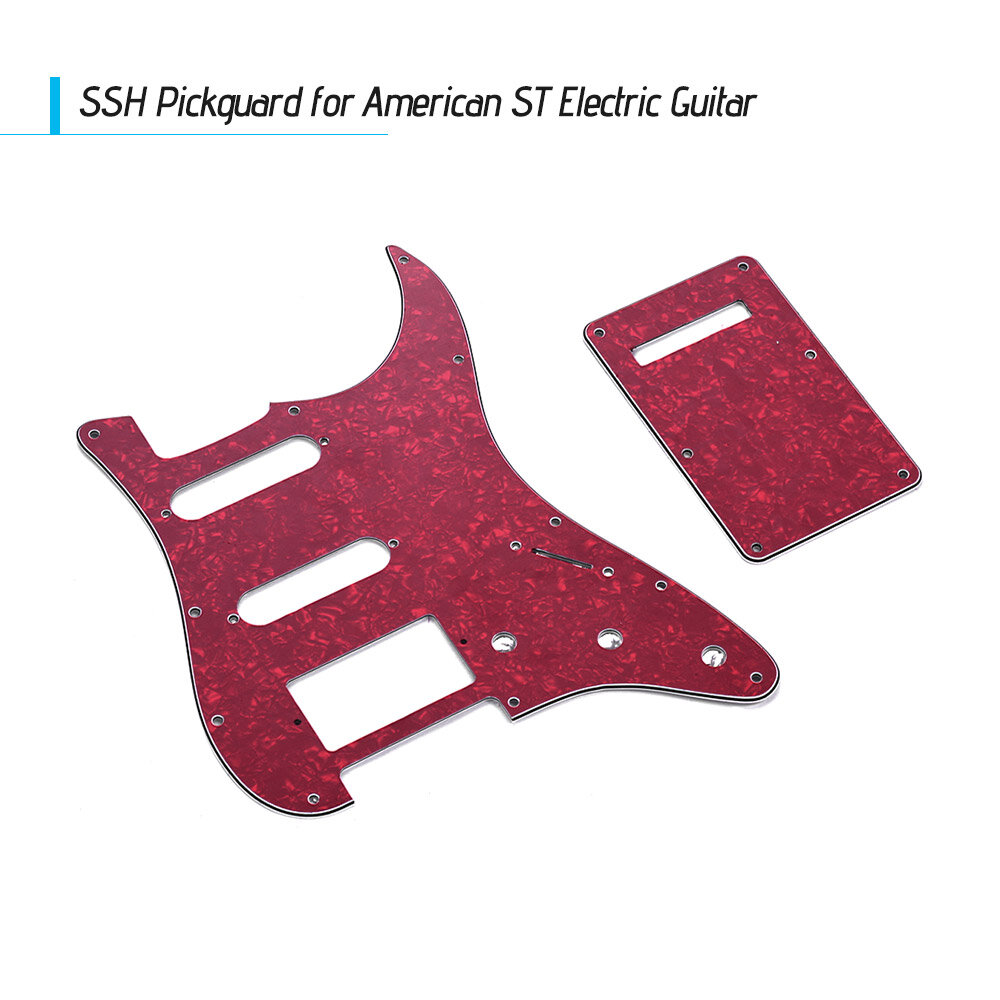 Набор для гитары SSH Pickguard с задней пластиной и винтами PVC для электрогитар American ST, Red Pearll, материал PVC+целлюлоид, стиль SSH, 1 пликгард, 1 задняя пластина, 18 винтов
