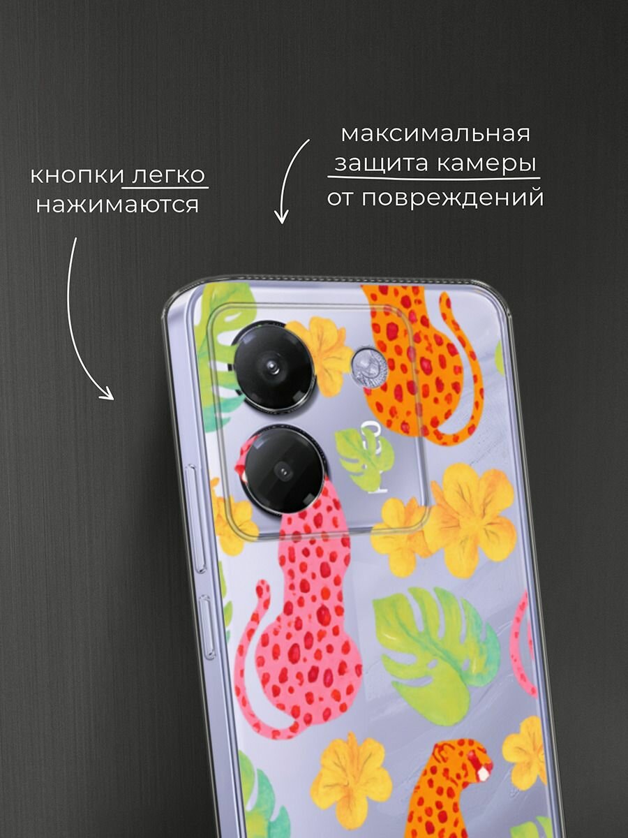 Чехол на Poco M7 Pro / Поко М7 Про с принтом "Экзотика", прозрачный — фото 1