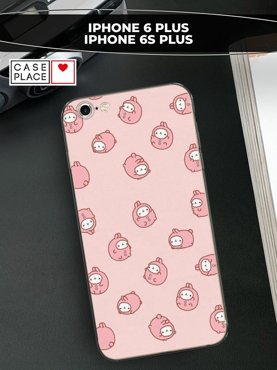 Чехол на Apple iPhone 6 Plus/6S Plus / Айфон 6 Плюс/Айфон 6С Плюс с принтом "Зайчики в капюшонах"