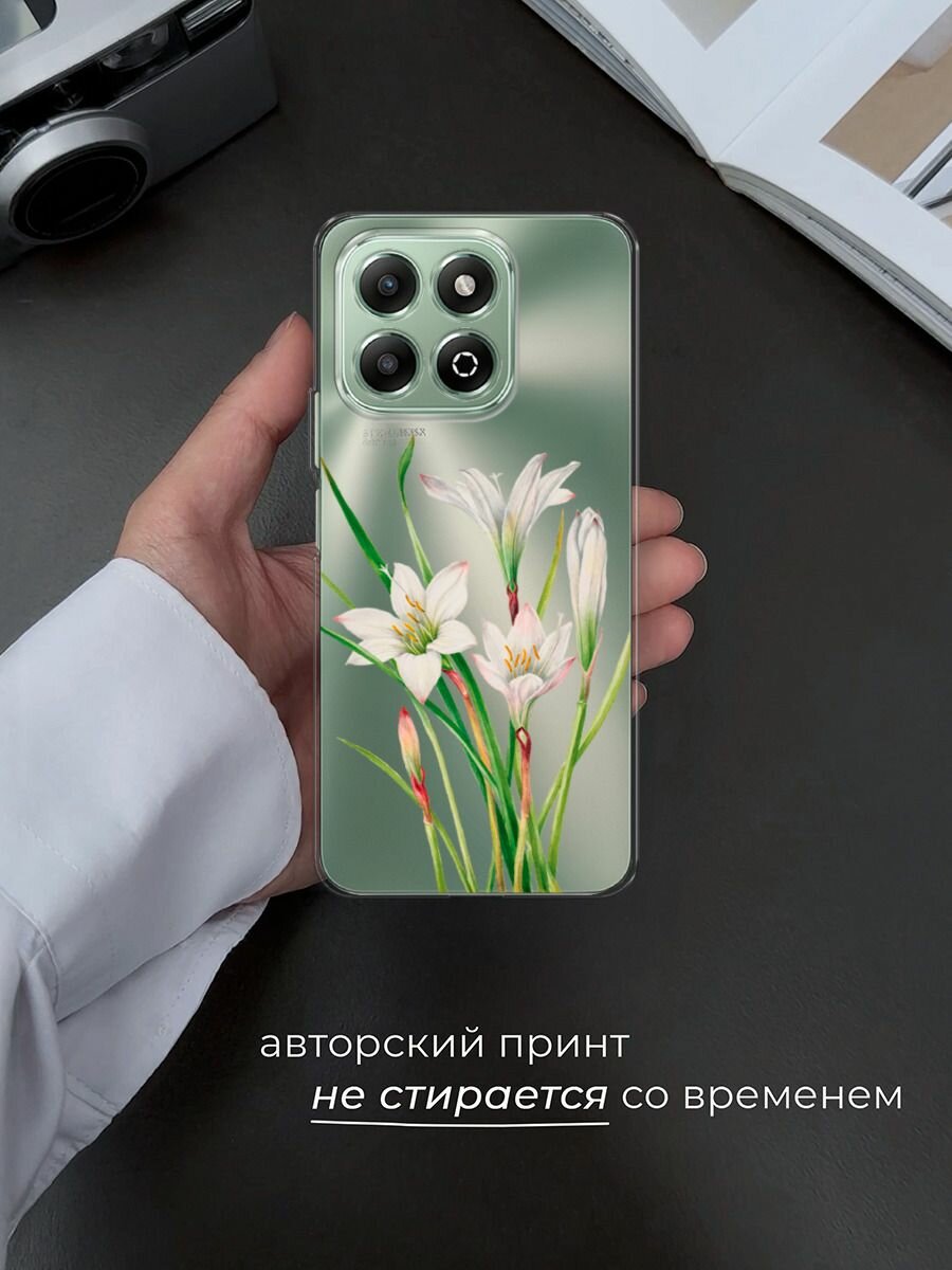 Чехол на Honor X6b / Хонор X6b с принтом "White lily", прозрачный — фото 1