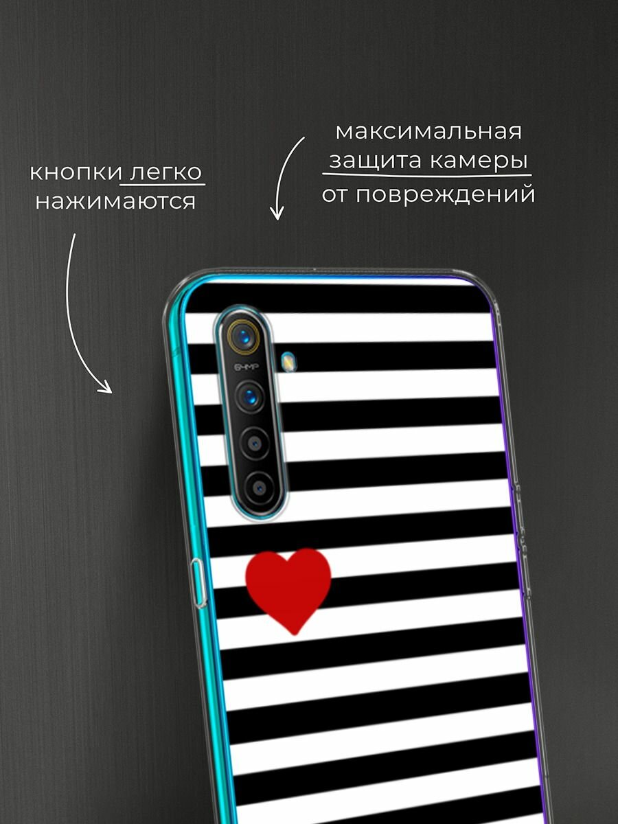 Силиконовый чехол на Realme XT / Реалми XT с принтом "Красное сердце" — фото 1